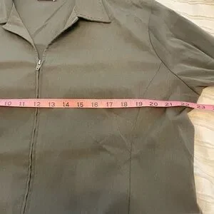 cleo | Tops | Xl Cleo Zip Up Blouse Olive Coloured Euc Vintage | Poshmark